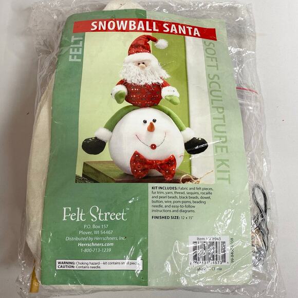 Herrschners | Office | Snowball Santa Soft Sculpture Sewing Kit Open ...